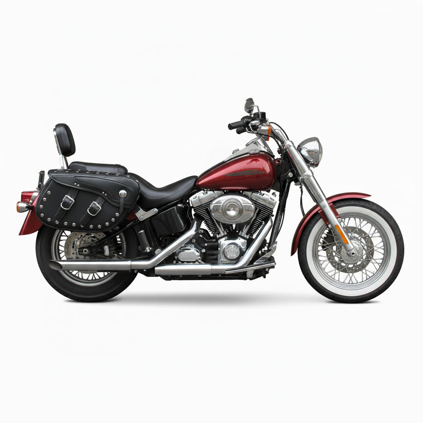 Rivet-Style 50L Motorcycle Saddlebags – Left and Right Pair – RebelXion